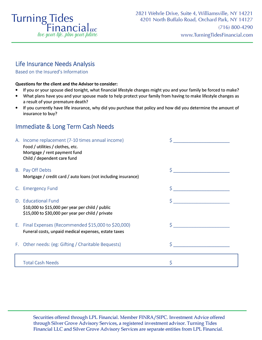 Worksheets Turning Tides Financial